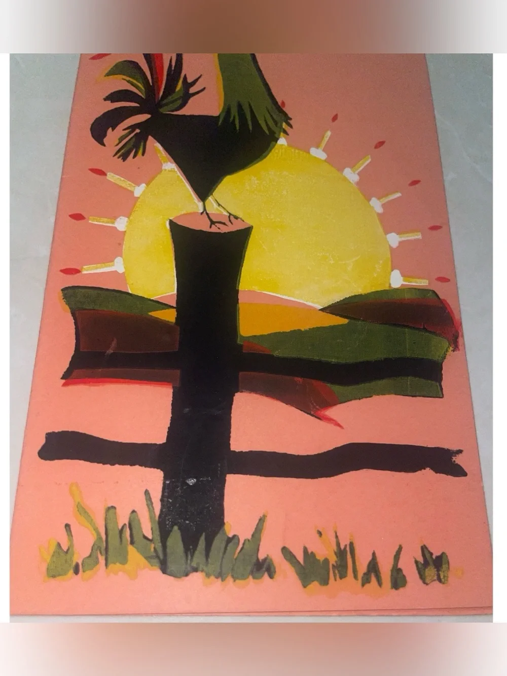 Party Supplies | Vintage Rooster Happy Birthday Card Handmade Envelope ...